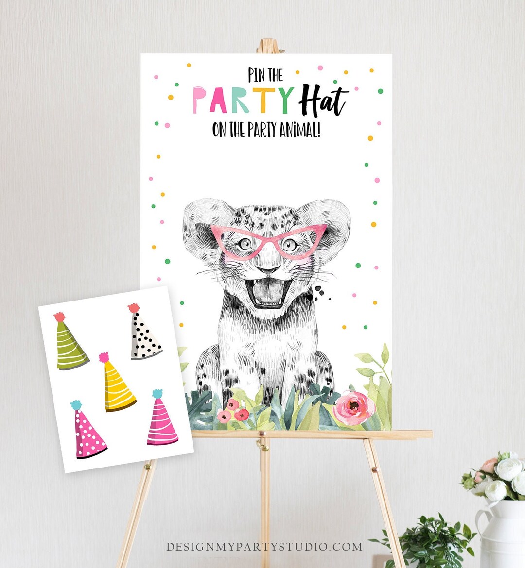 Editable Pin the Party Hat on the Party Animal Game Safari Party ...