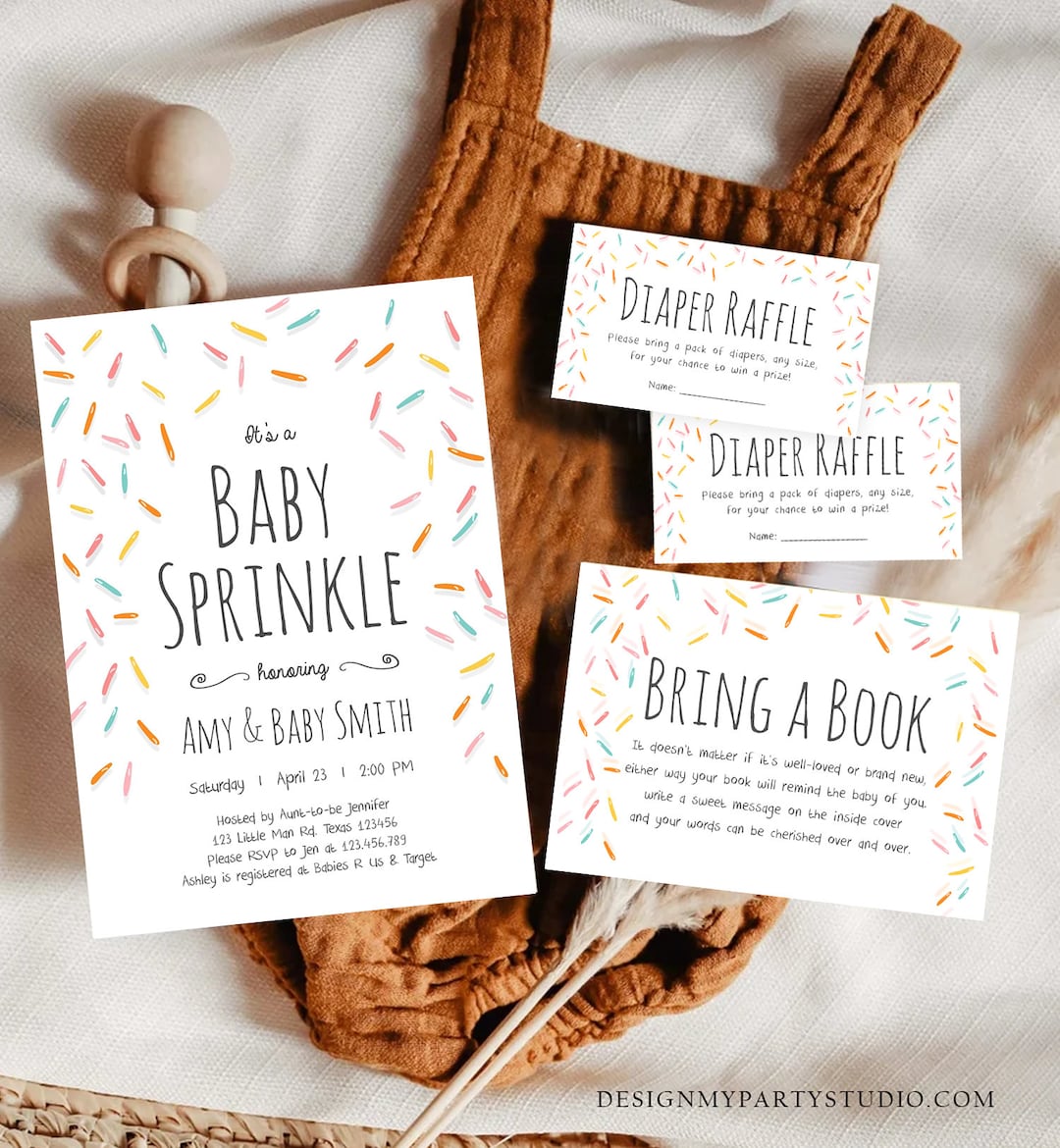 Editable Baby Sprinkle Shower Invitation Bundle Gender Neutral ...
