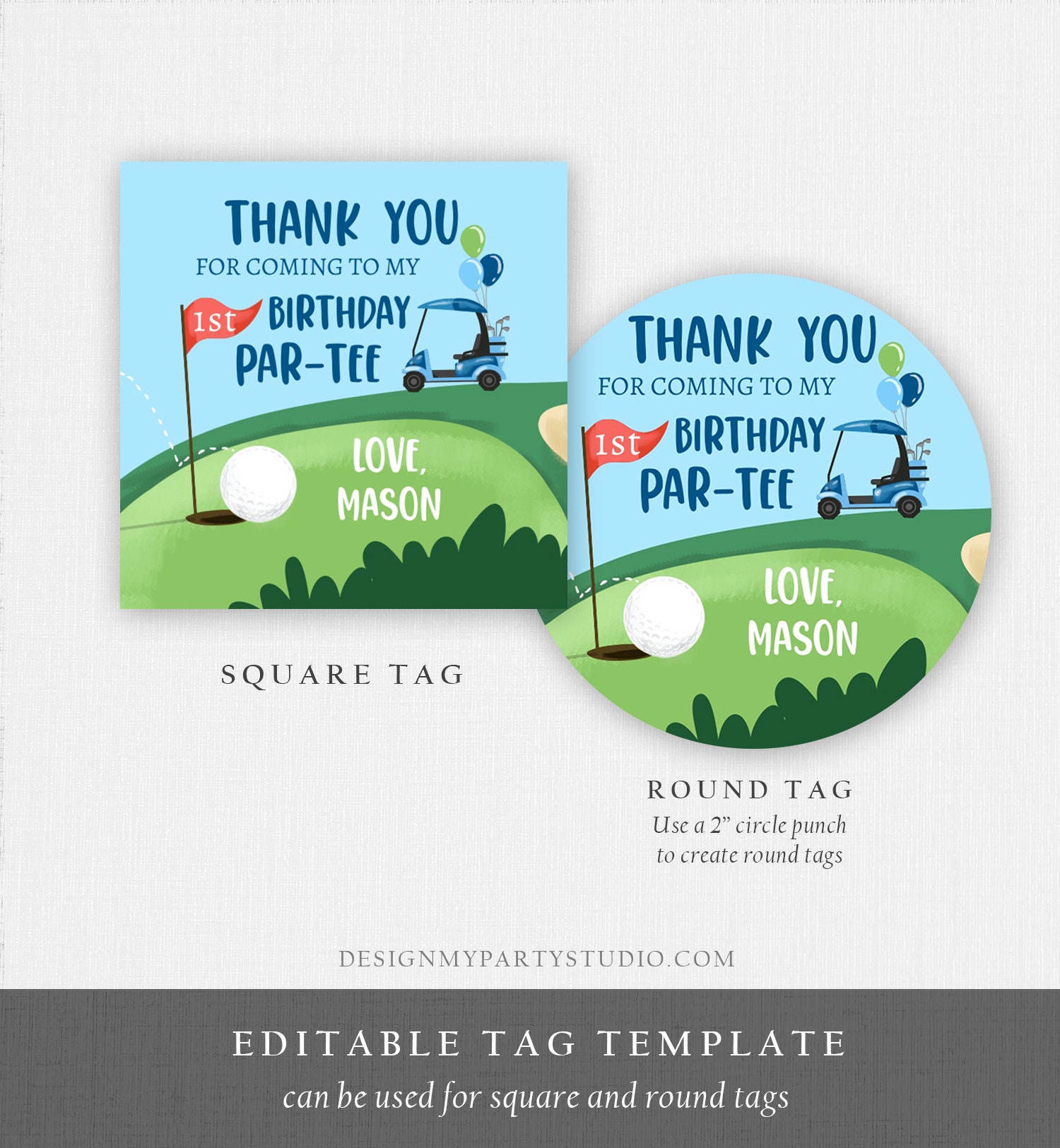 Editable Golf Favor Tags Golf Thank You Par-tee Stickers - Etsy