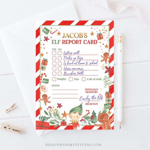 Editable Elf Report Card Personalized Girl Christmas Elf - Etsy