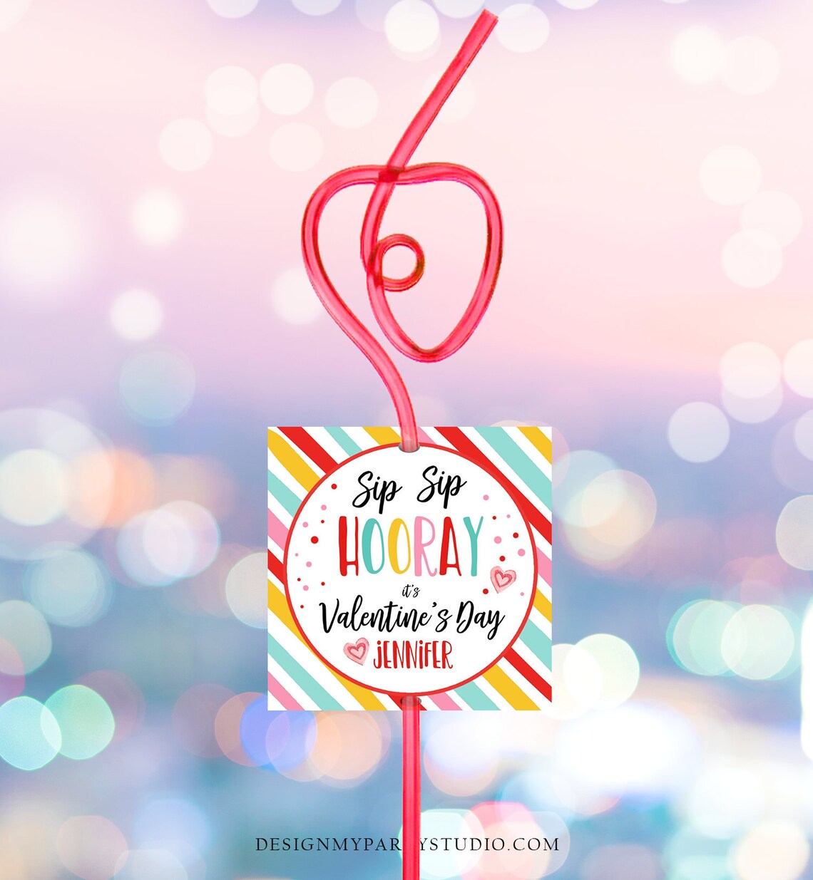 Editable Crazy Straw Tag Valentine Tags Valentine Cards for Kids School ...