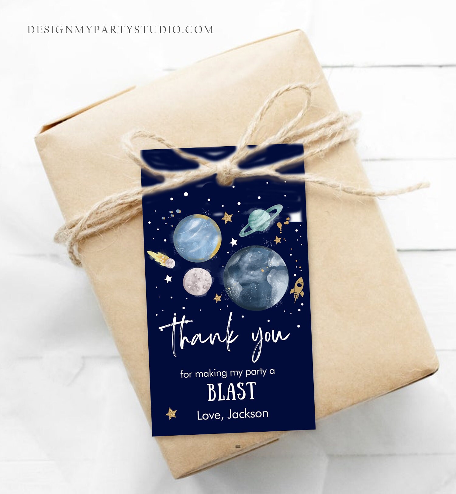 Editable Outer Space Favor Tags Space Birthday Thank You Label Galaxy ...