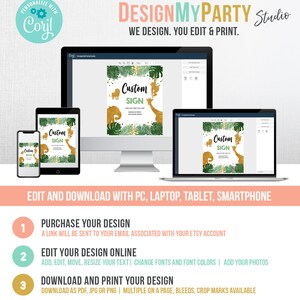 Editable Safari Animals Custom Sign Birthday Table Sign Decor Jungle ...