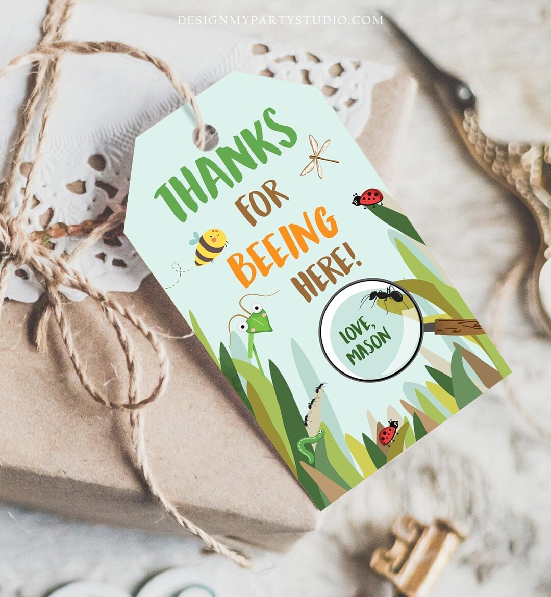 Editable Bug Favor Tags Bugs Birthday Thank You Label Bug Party Insect ...