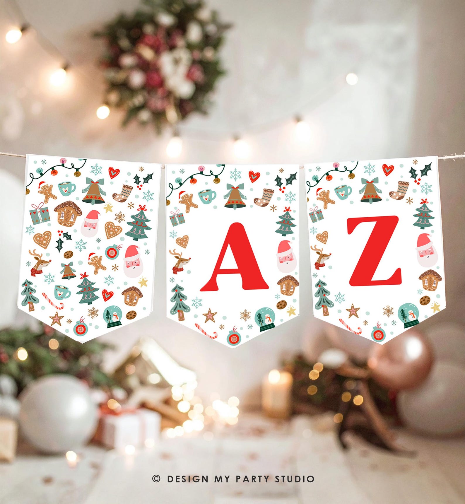 Christmas Alphabet Banner A-Z Numbers Banner Winter Boy Birthday Baby ...