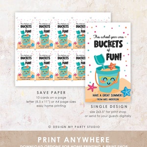 Editable Last Day of School Tag Buckets of Fun Summer End of Year Tag ...