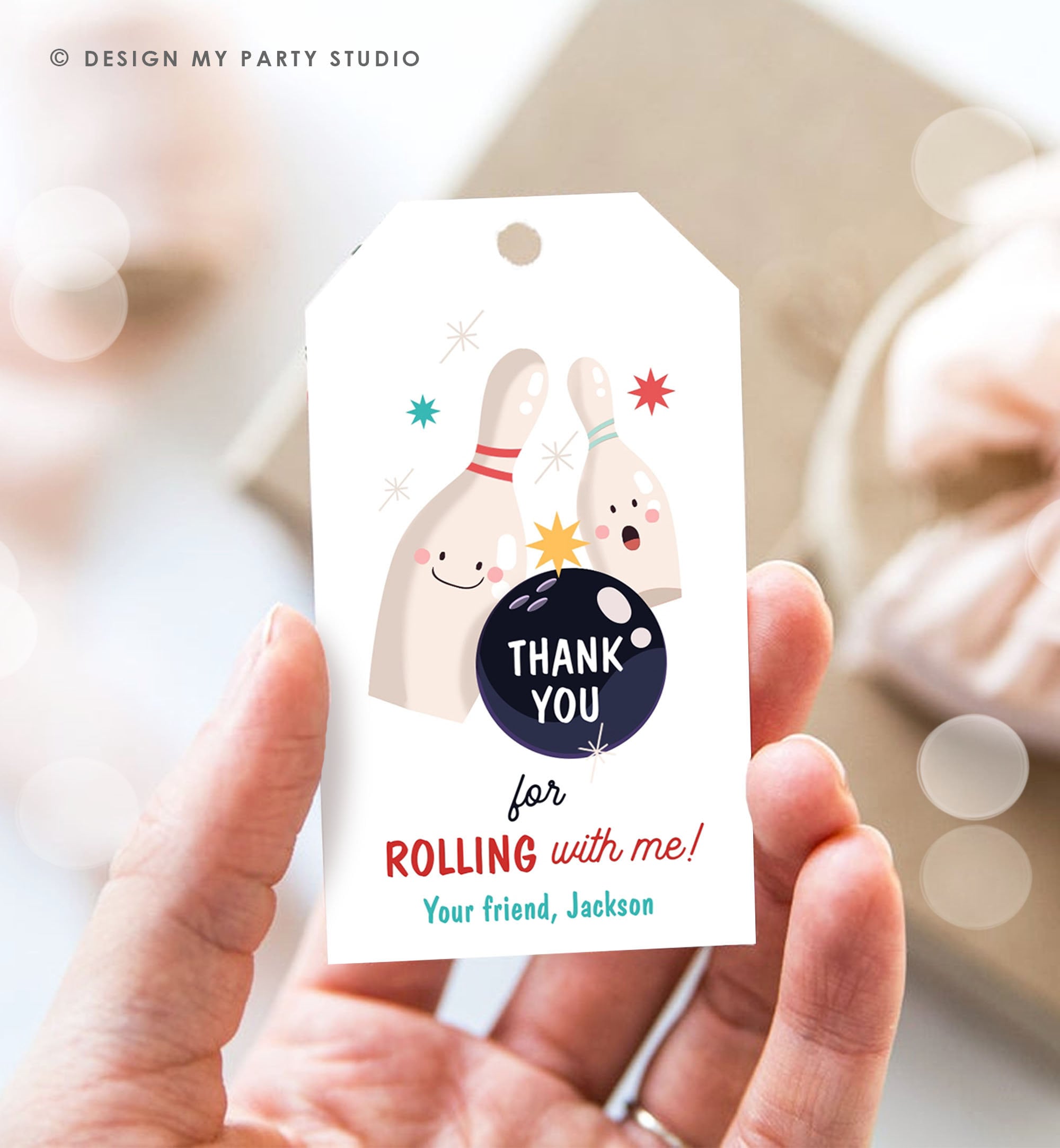 Editable Bowling Favor Tags Bowling Party Boy Bowling Thank You Tags ...