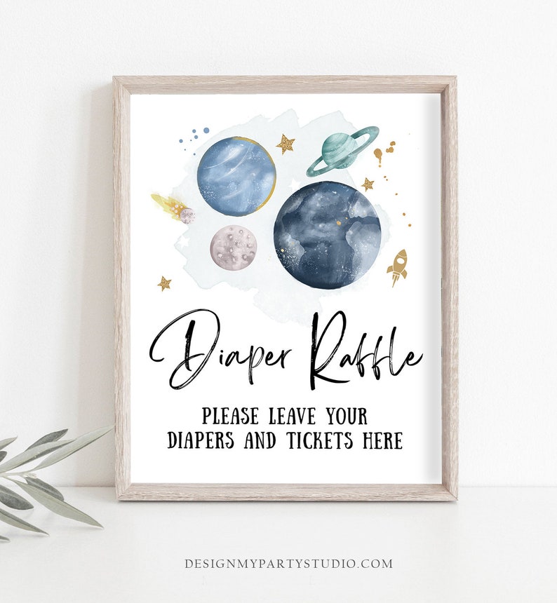 Diaper Raffle Sign Space Baby Shower Sign Outer Space Sign - Etsy