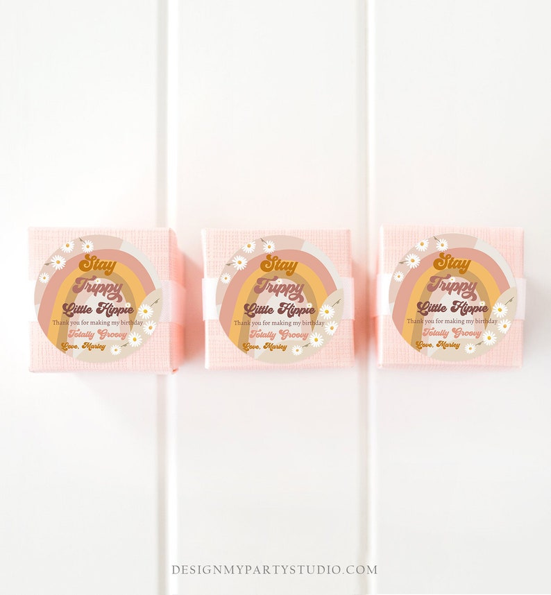 Editable Groovy 1st Birthday Favor Tags Retro Daisy Birthday - Etsy