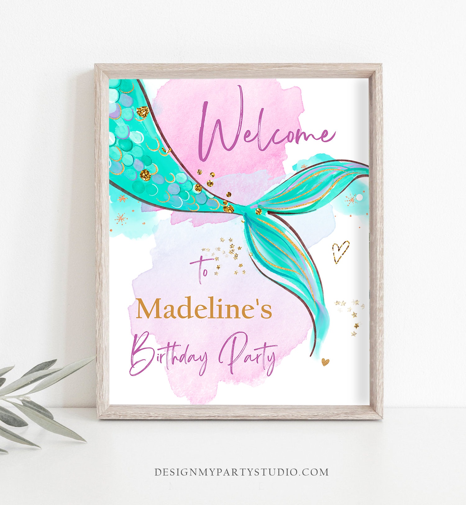Editable Mermaid Welcome Sign Mermaid Birthday Sign Girl Mermaid Tail ...
