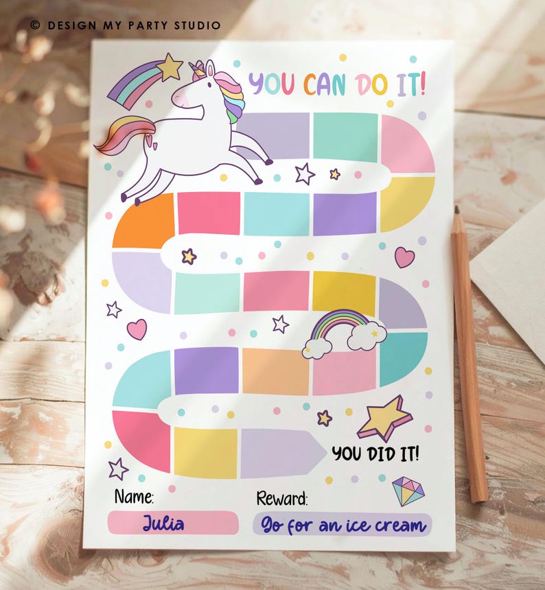 Unicorn Reward Chart Sticker Chart for Kids Behavior Chart Toddler ...