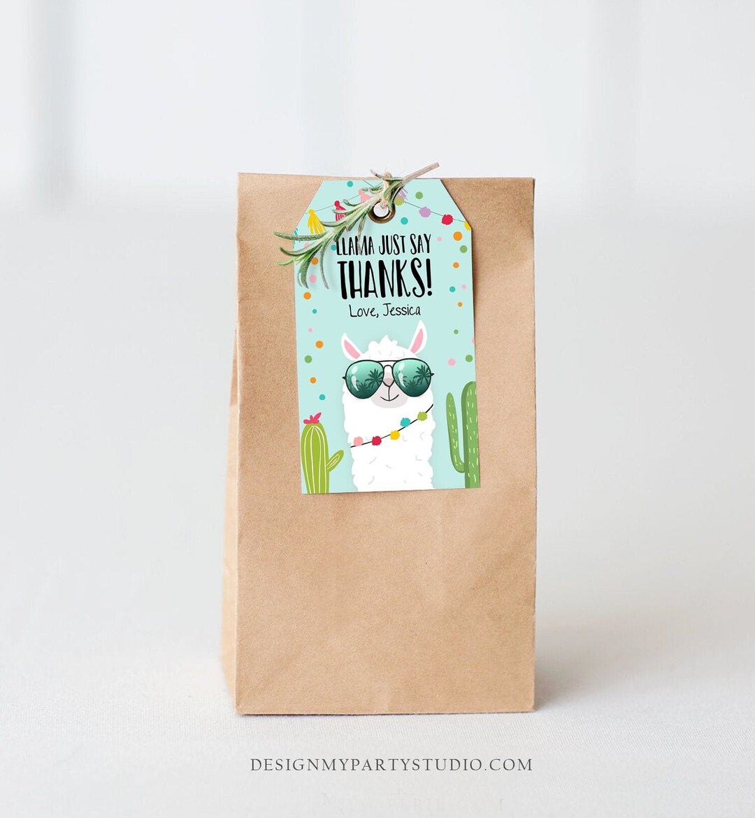 Editable Llama Favor Tag Llama Thank You Tag Blue Boy Birthday Fiesta ...
