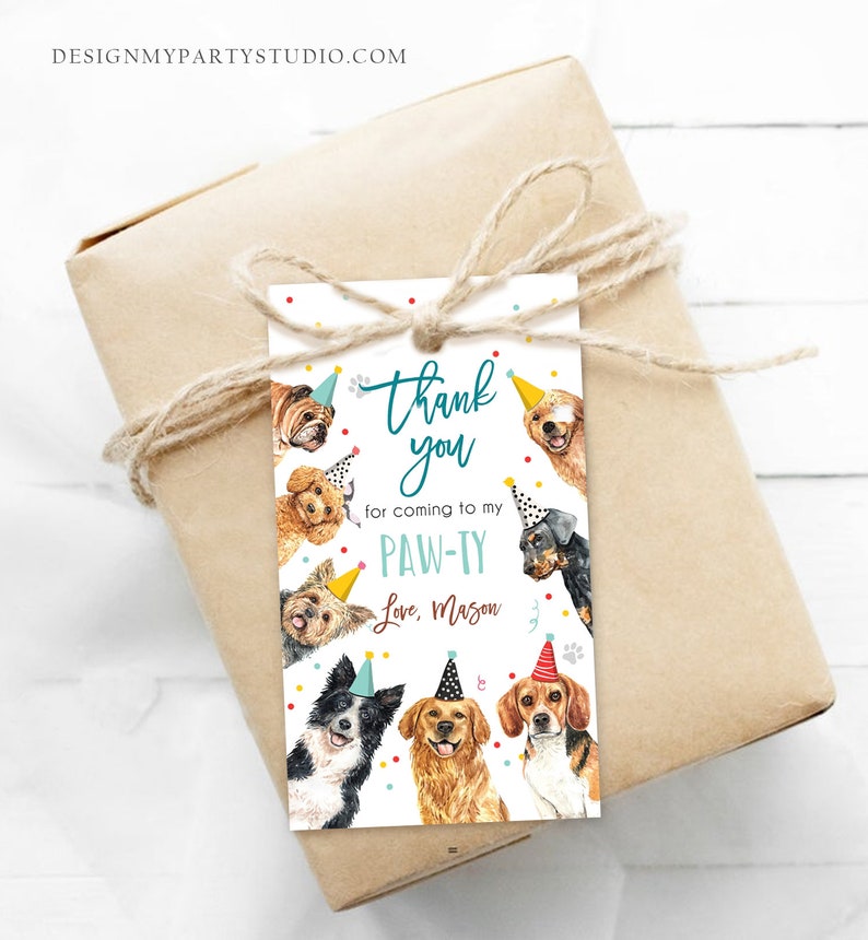 Editable Puppy Favor Tags Puppy Dog Birthday Thank You Tag Boy - Etsy