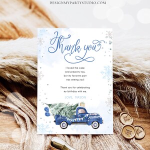 Editable Winter Truck Thank You Card Boy Birthday Winter Onederland ...