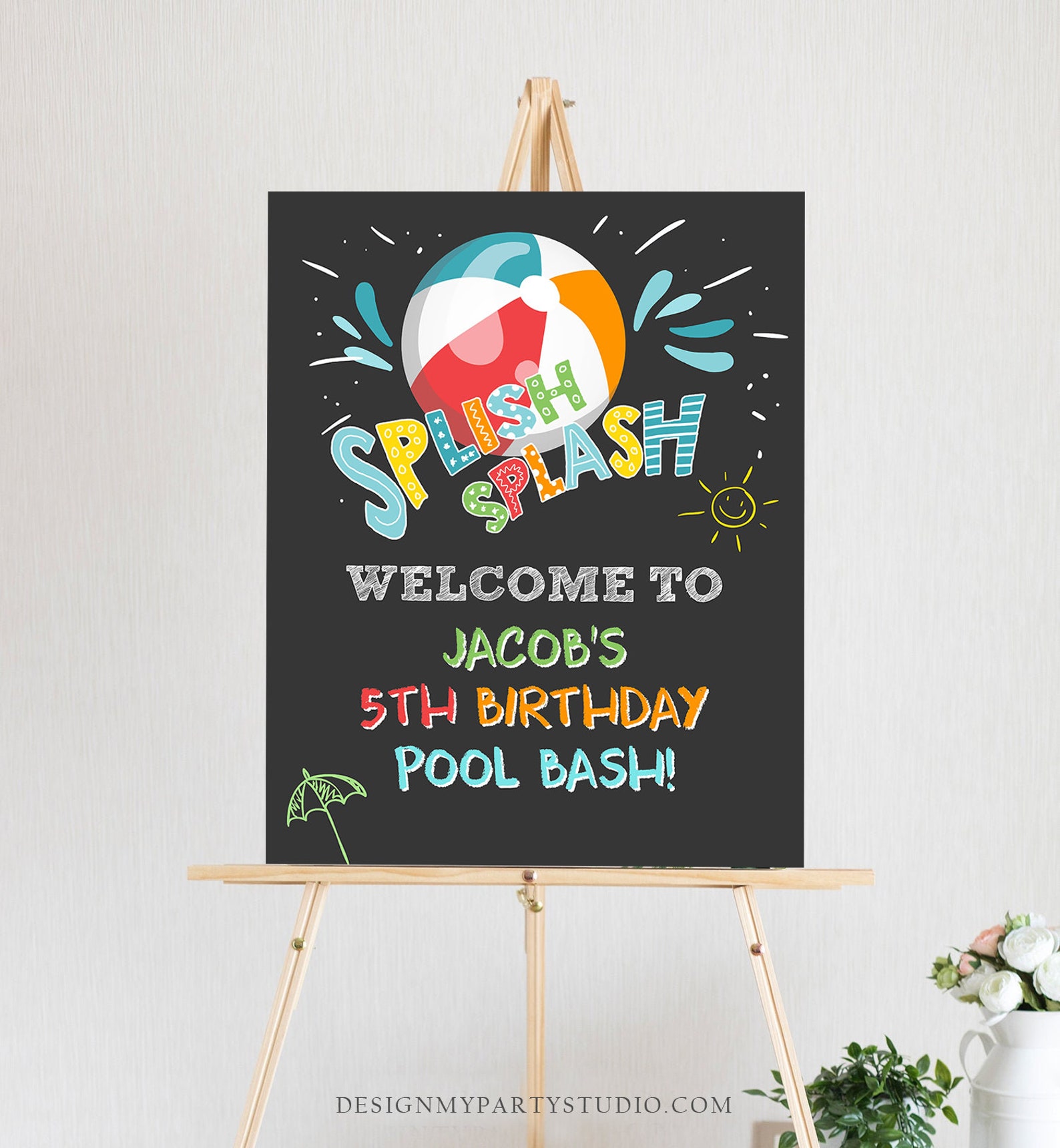 Editable Pool Party Welcome Sign Pool Party Birthday Beach - Etsy