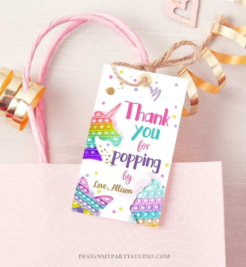 Editable Fidget Party Favor Tags Pop It Party Thank You Tag - Etsy