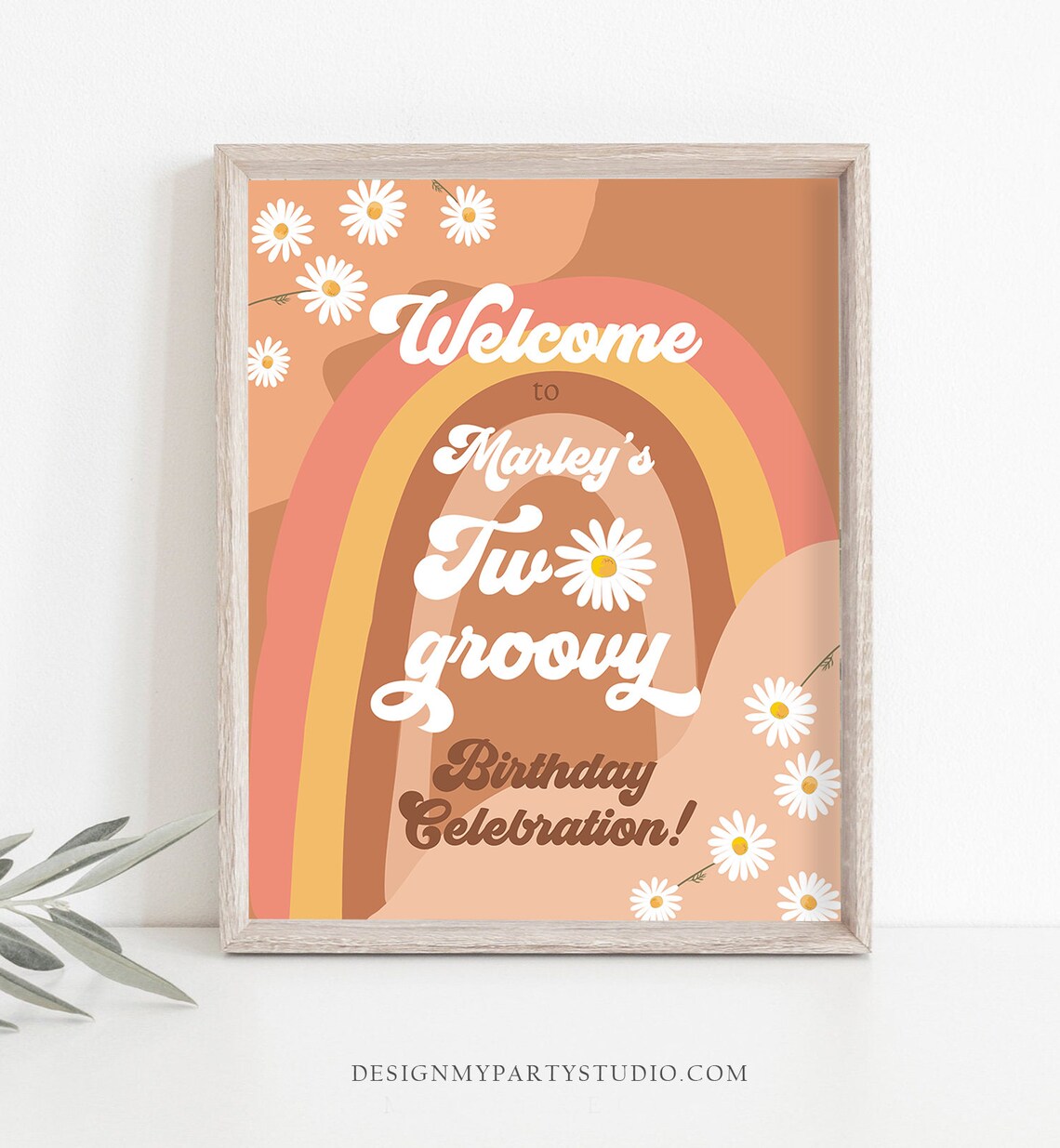 Editable Two Groovy Birthday Welcome Sign Floral Boho 2nd - Etsy