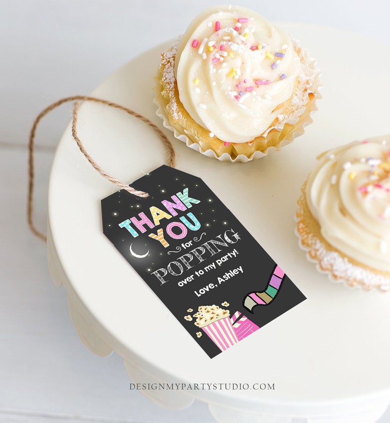 Editable Movie Night Favor Tag Thank You Gift Tag Cinema Under the ...