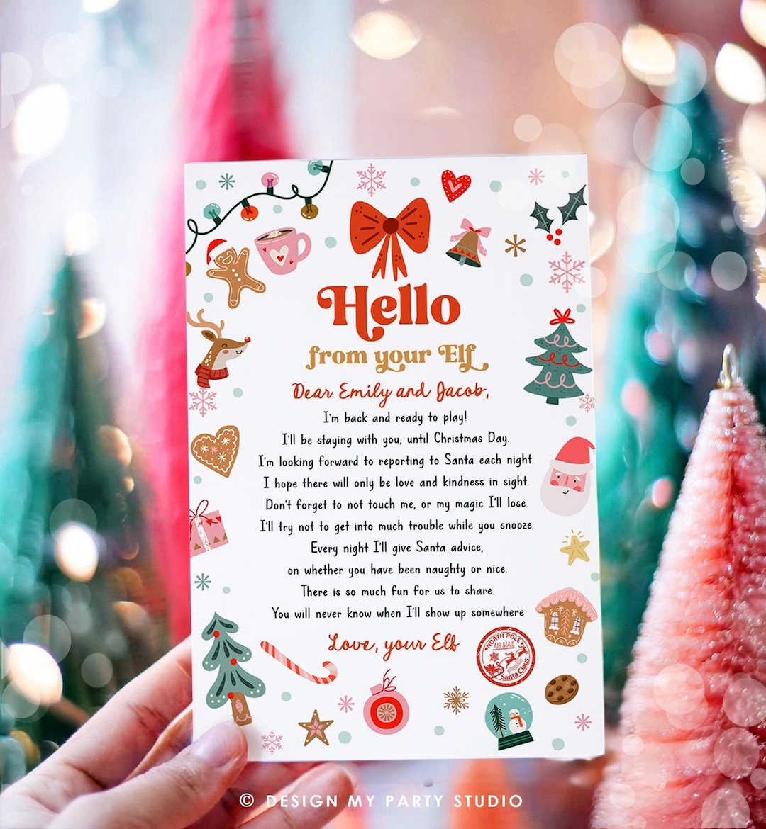 Editable Hello From Your Elf Arrival Letter Return Letter Christmas Elf ...