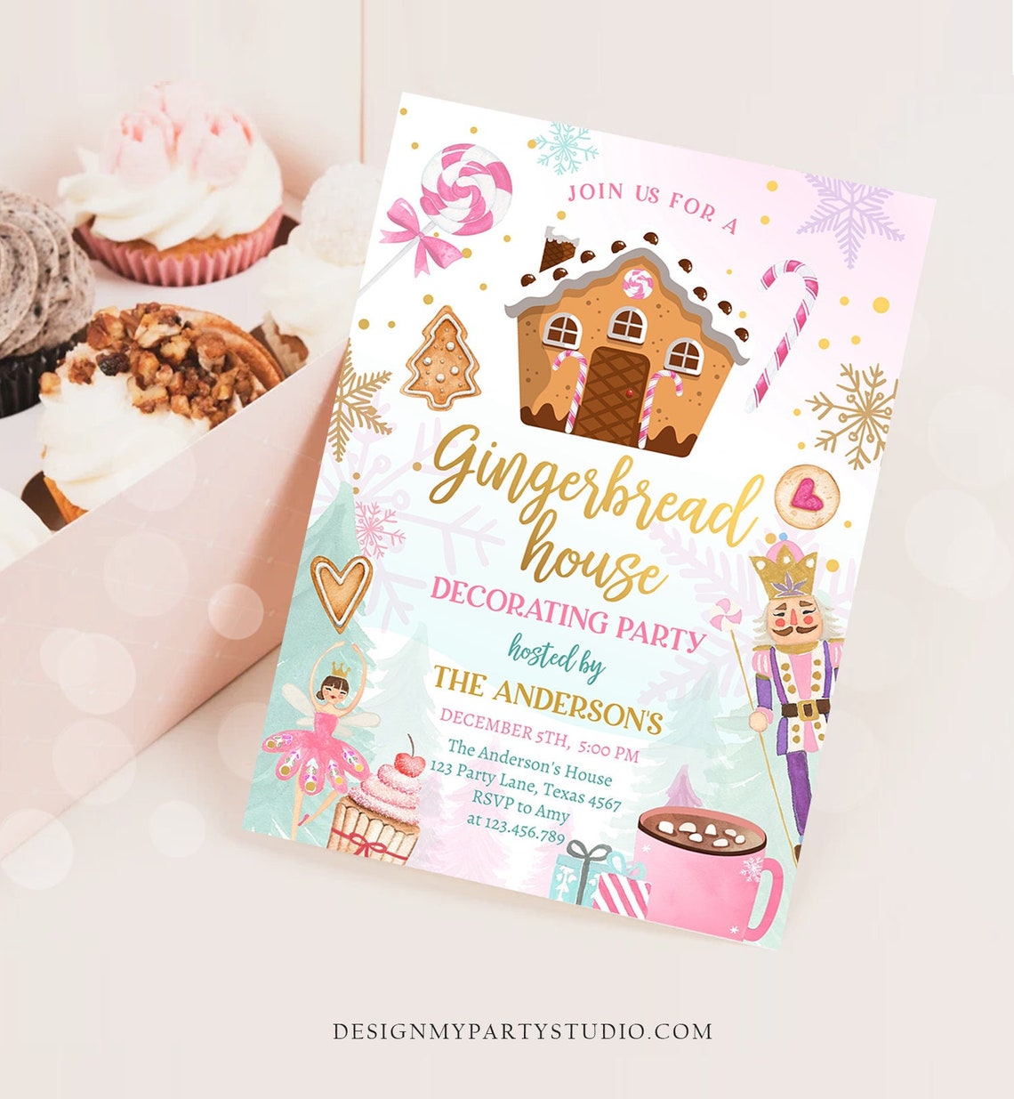 Editable Gingerbread House Decorating Party Invitation Land of - Etsy