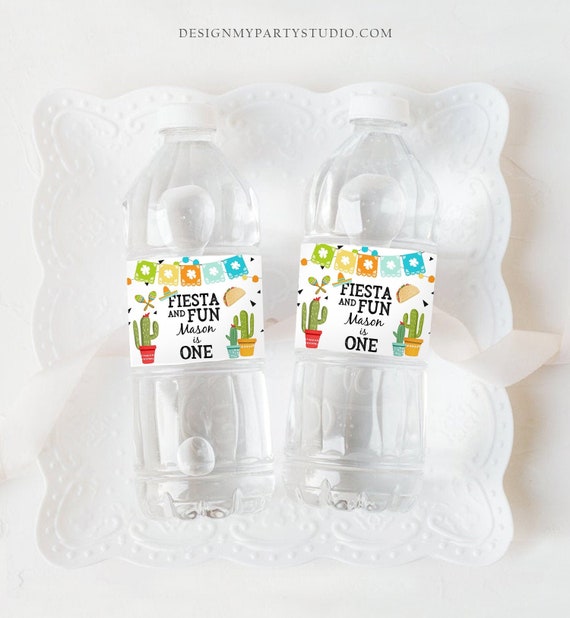 Editable Water Bottle Labels Fiesta 1st Birthday Fiesta and Fun One ...