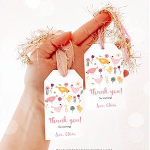 Editable Little Chick Favor Tag Birthday Thank You Girl Spring Birthday ...