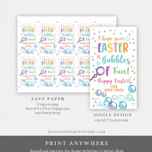 Editable Easter Bubbles Tag Easter Tags Kids Easter Gift Tag Classroom ...