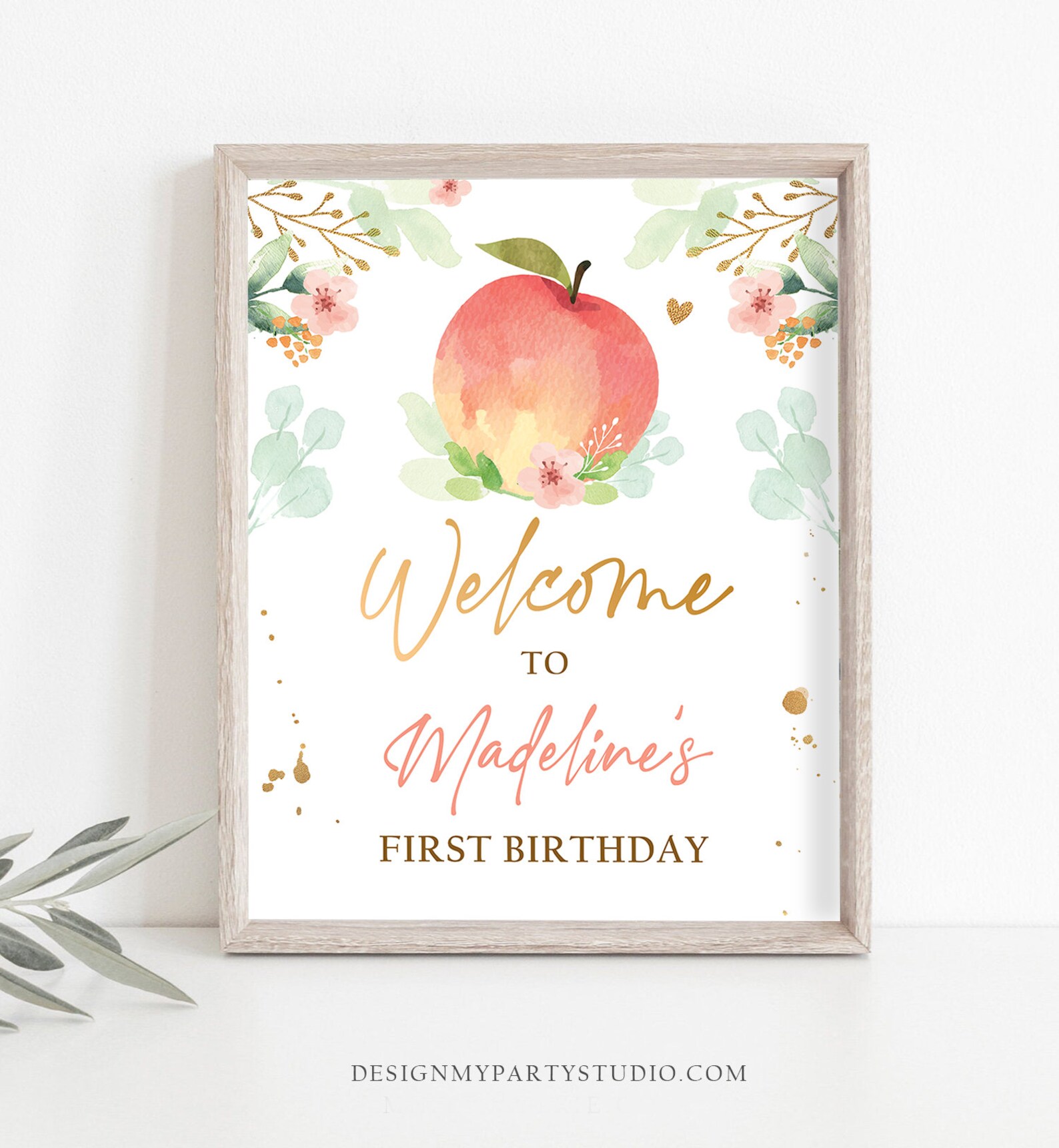 Editable Peach Welcome Sign Sweet as a Peach Birthday Sign - Etsy