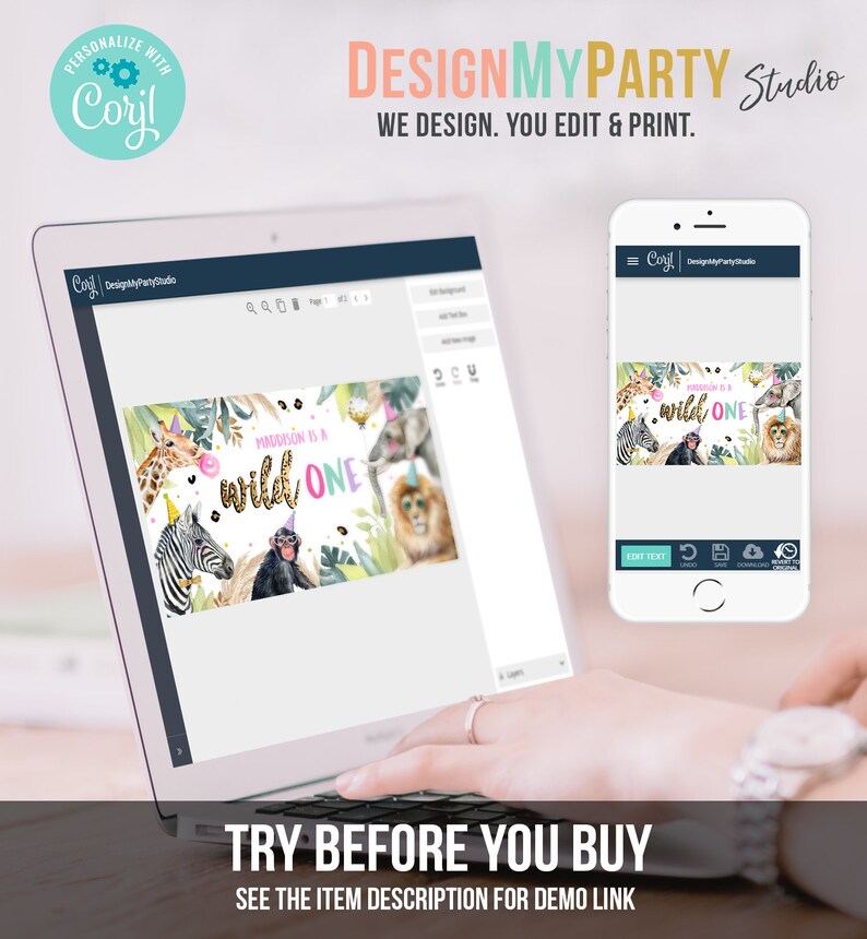 Editable Party Animals Gable Box Label Safari Animals Birthday - Etsy