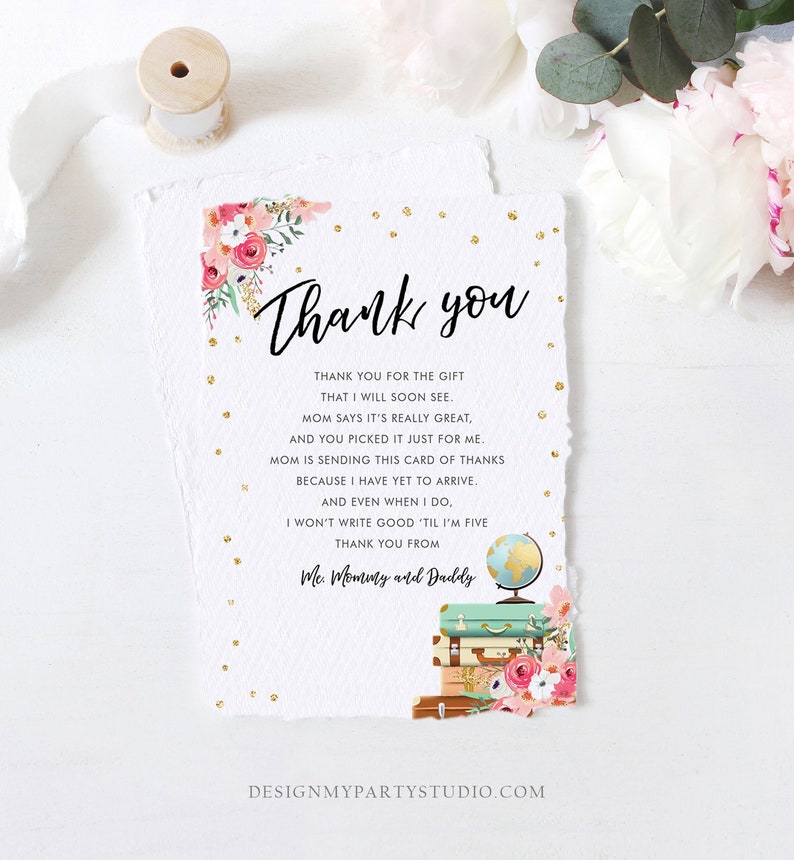 Editable Travel Thank You Card Adventure Traveling Note Miss - Etsy