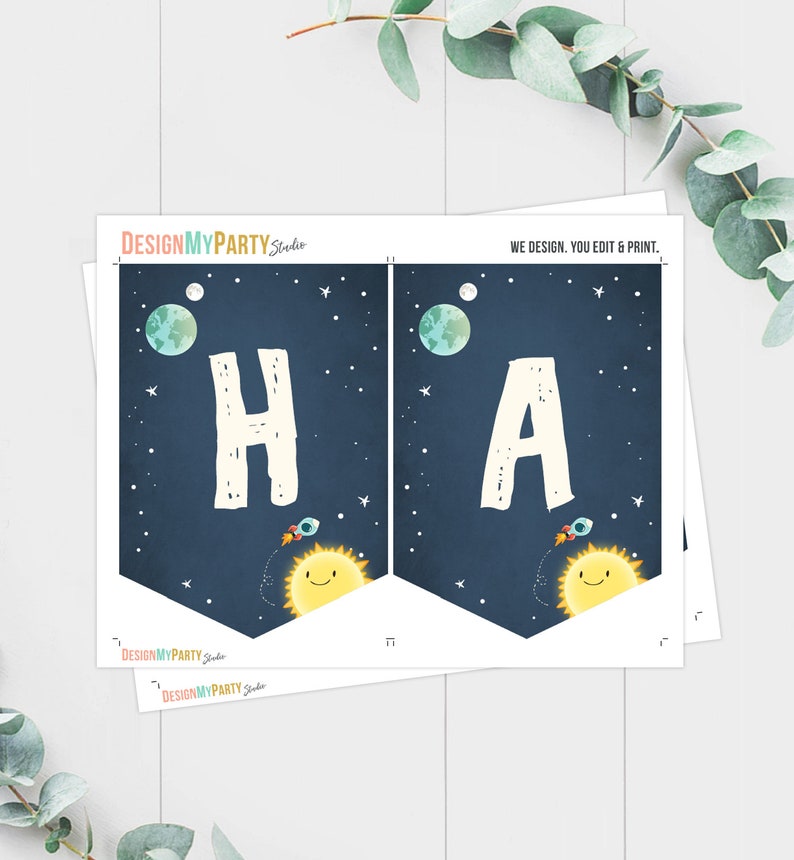 Space Happy Birthday Banner Outer Space Planets Boy Birthday Banner ...