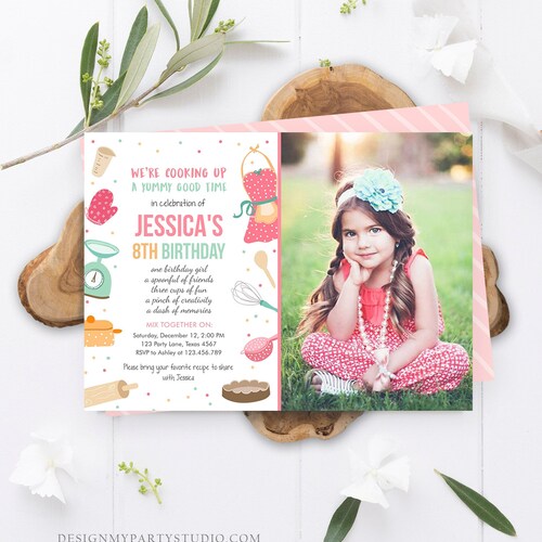 Editable Kids Kitchen Cooking Birthday Invitation Pink Girl - Etsy