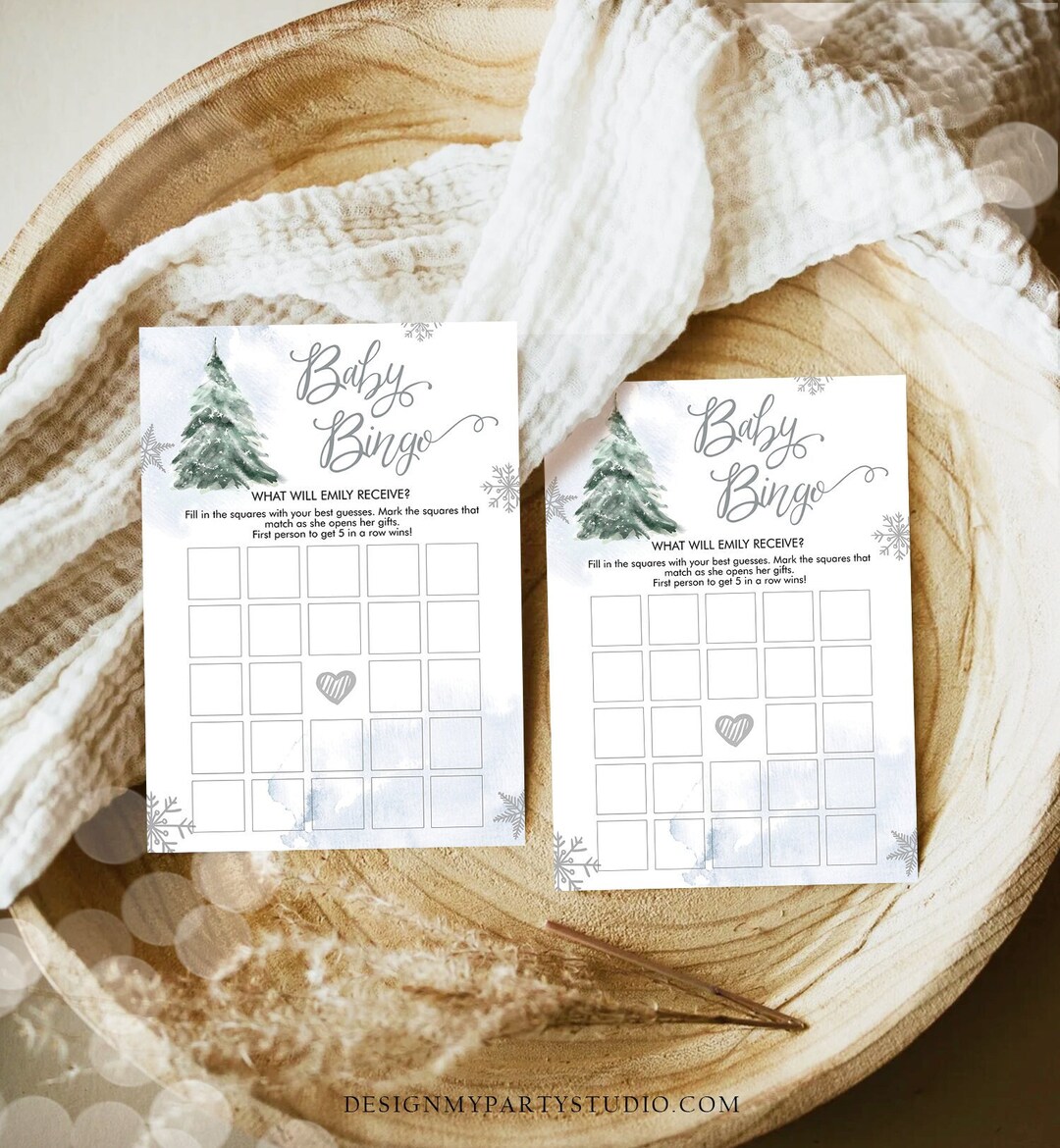 Editable Baby Bingo Baby Shower Game Winter Baby Shower Cold Outside ...