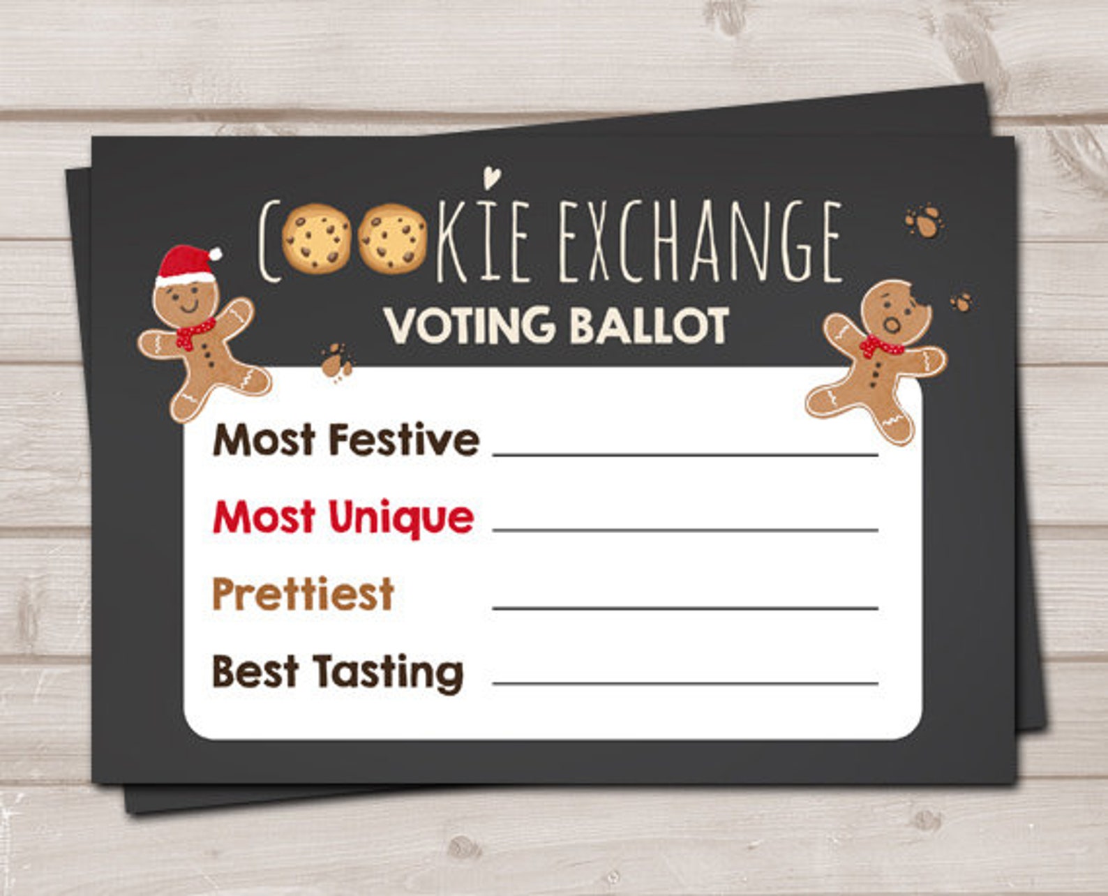 Cookie Exchange Voting Ballots Cookie Vote Cards Christmas - Etsy