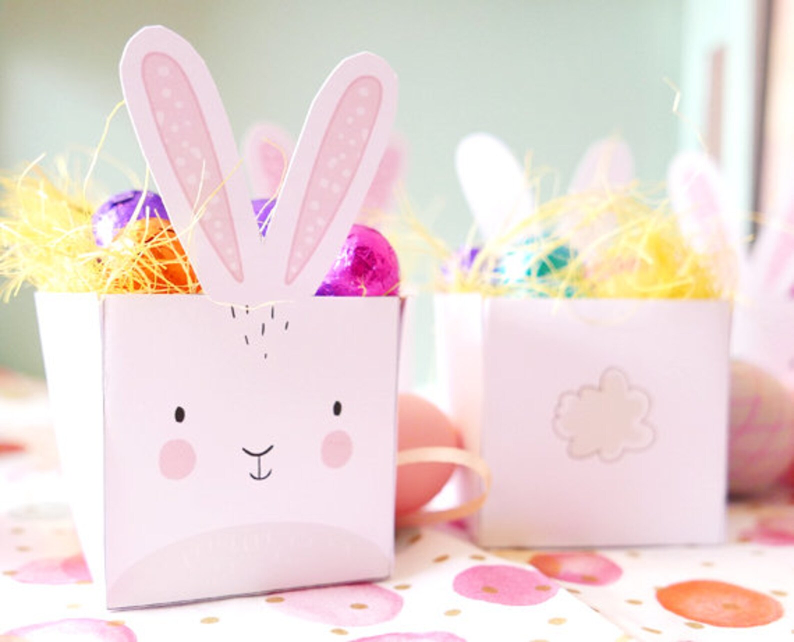 Printable Easter Bunny Baskets Cute Bunny Favor Boxes Gender - Etsy