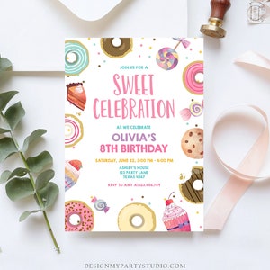 Editable Sweet Celebration Invitation Candy Birthday Invite Sweet ...
