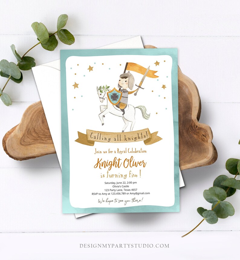 Editable Knight Birthday Invitation Boy Royal Birthday Once - Etsy