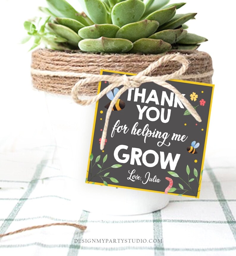 Editable Teacher Appreciation Tags Thank You for Helping Me Grow ...