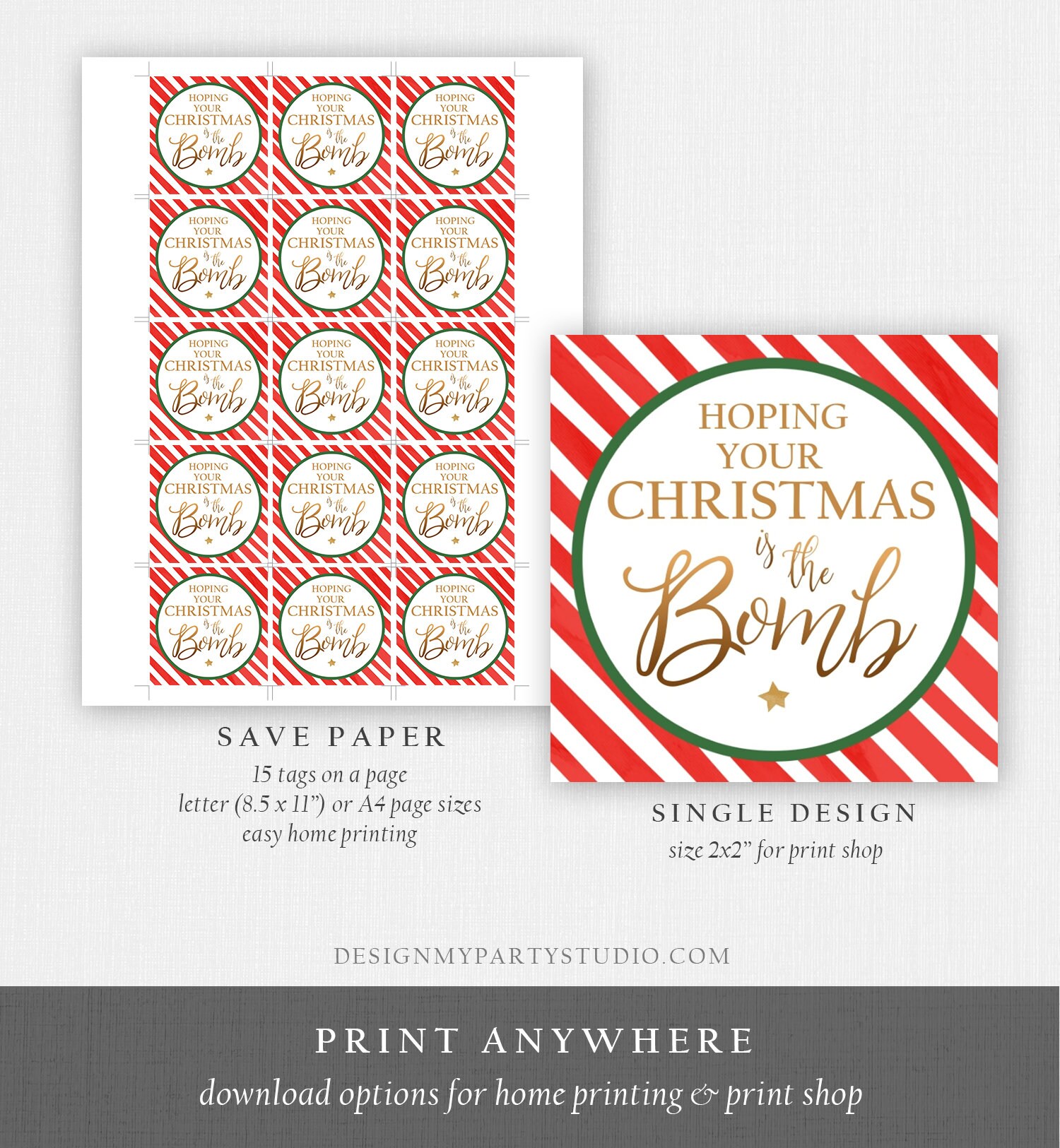 Editable Bomb Tags Hoping Your Christmas is the Bomb Bath Bomb - Etsy
