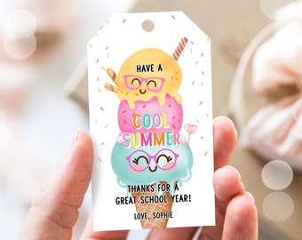 Editable Last Day of School Tag Stay Cool Ice Tag Summer End of School ...