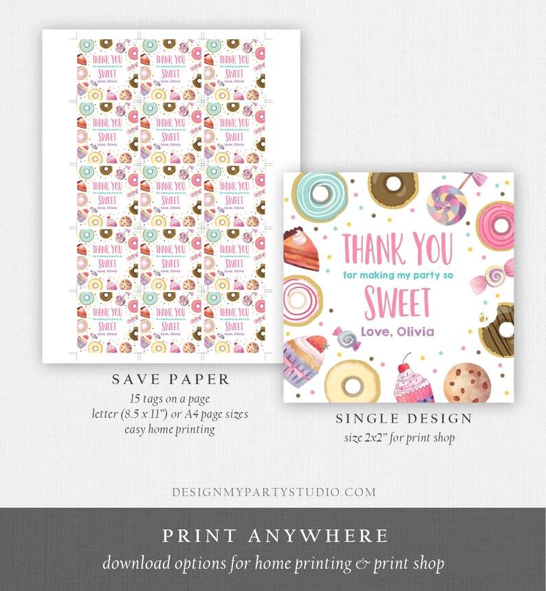 Editable Sweet Celebration Thank You Tags Sweet Shoppe Candy - Etsy