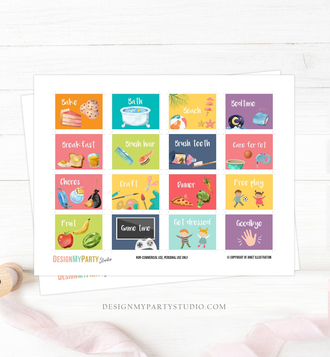 Editable Visual Schedule Kids Daily Routine Chart 80 Cards | Etsy