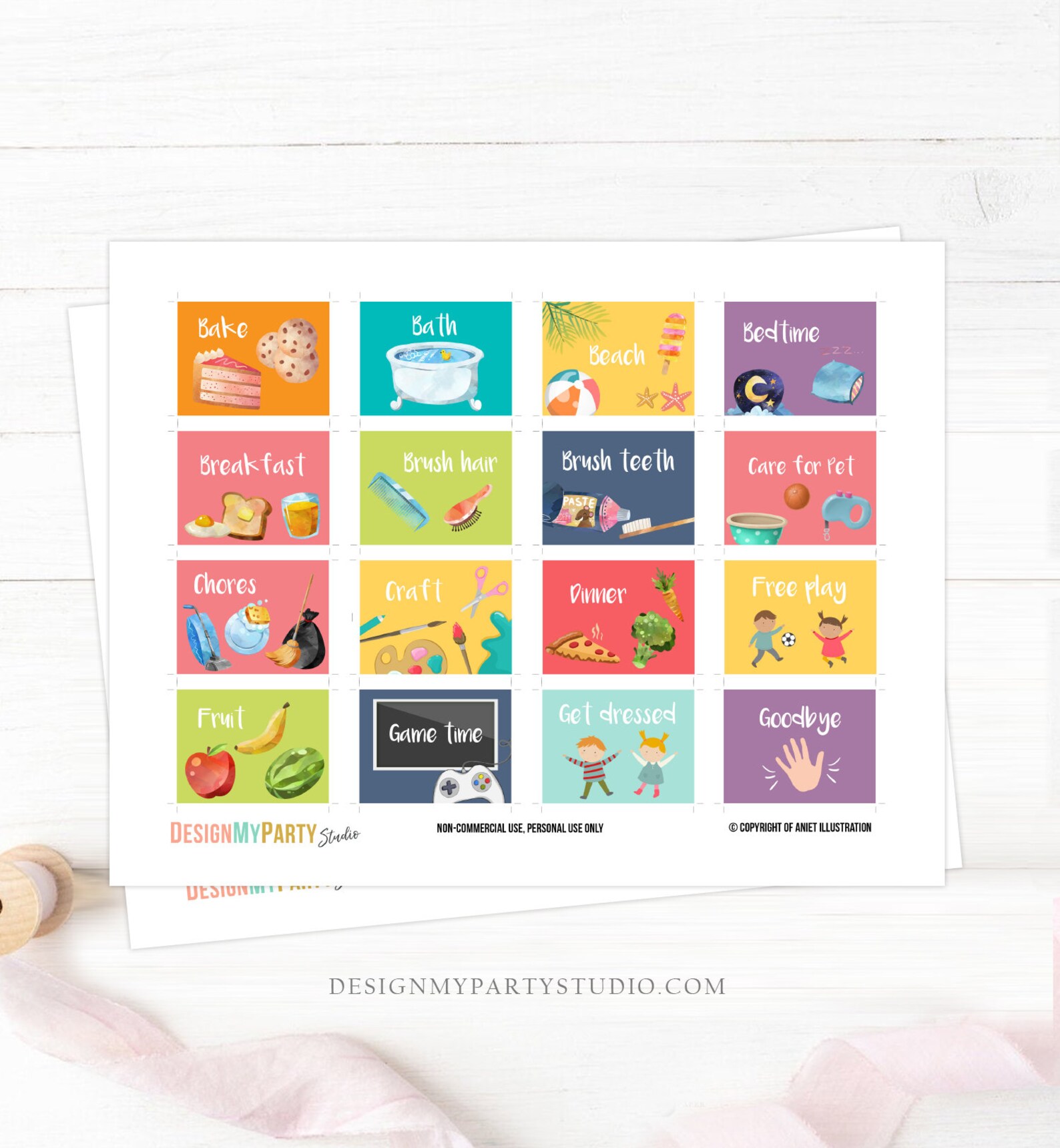 Editable Visual Schedule Kids Daily Routine Chart 80 Cards | Etsy
