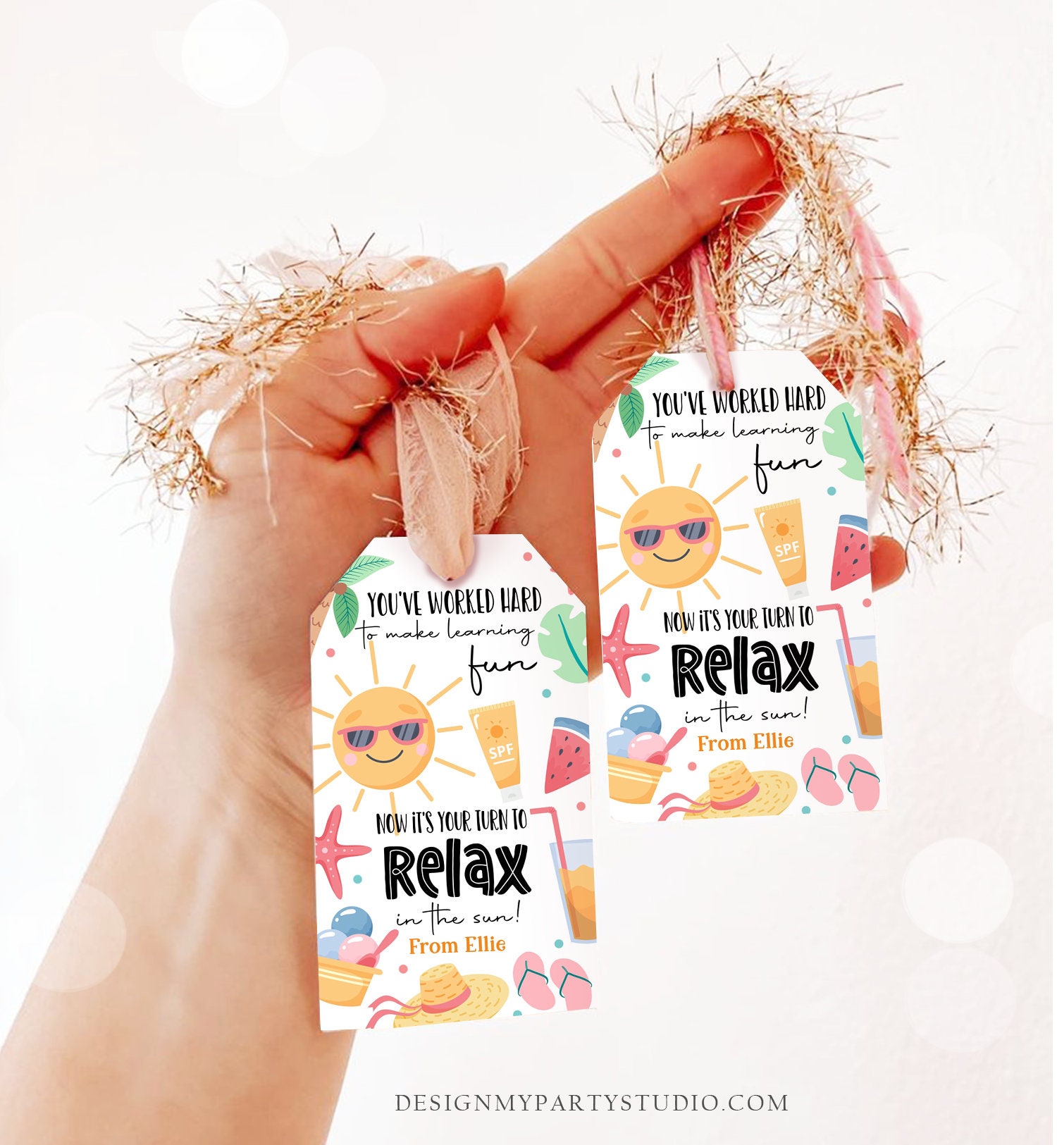 Editable Summer Teacher Appreciation Gift Tag Kids Your Turn to Relax ...