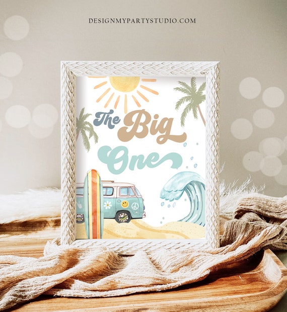 The Big One Sign Surf Birthday Party Retro The Big One Wave Beach Party ...