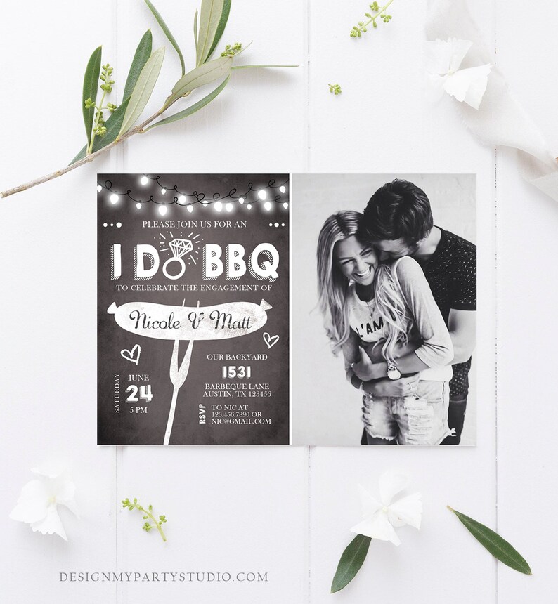 Editable I Do BBQ Engagement Party Invitation Couples Chalk - Etsy
