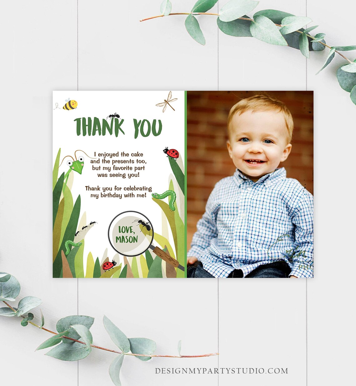 Editable Thank You Card Bug Thank You Note Bug Birthday Insect - Etsy