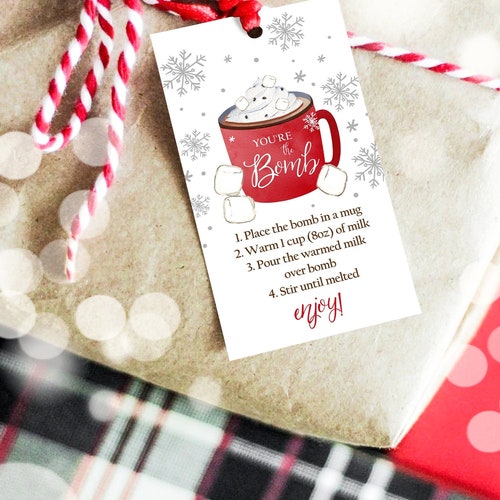 Christmas Hot Chocolate Bomb Tag Printable Bomb Directions - Etsy Canada