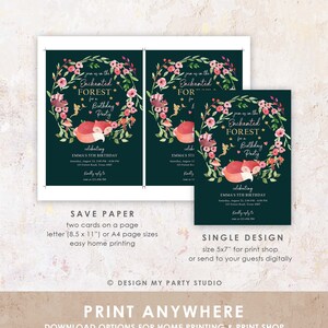 Editable Enchanted Forest Birthday Invitations Woodland Fairy Party ...