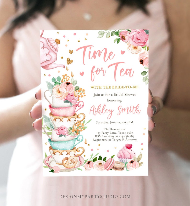 Editable Time for Tea Bridal Shower Invitation Tea Party Wedding Shower ...